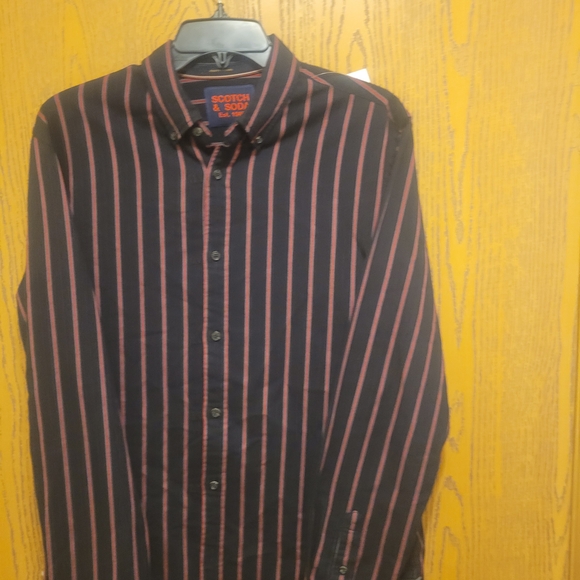 Scotch & Soda | Shirts | Scotch Soda Mens Black And Red Striped Shirt ...